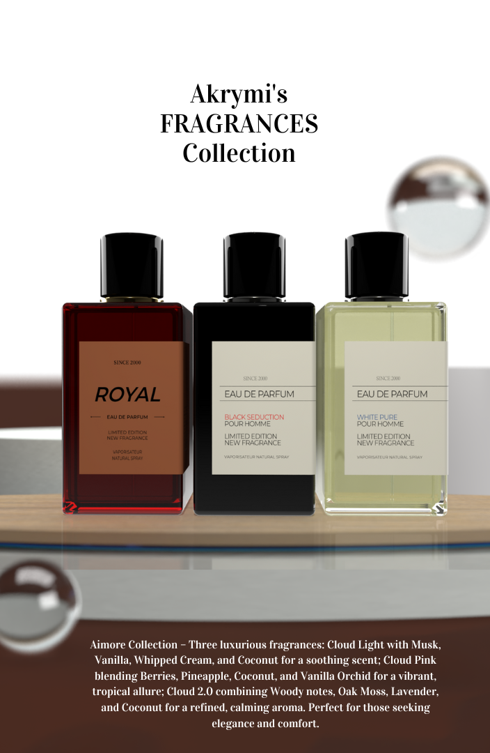 AKRYMI Royal&Black seduction&White PURE 100ml perfume for Unisex long ...