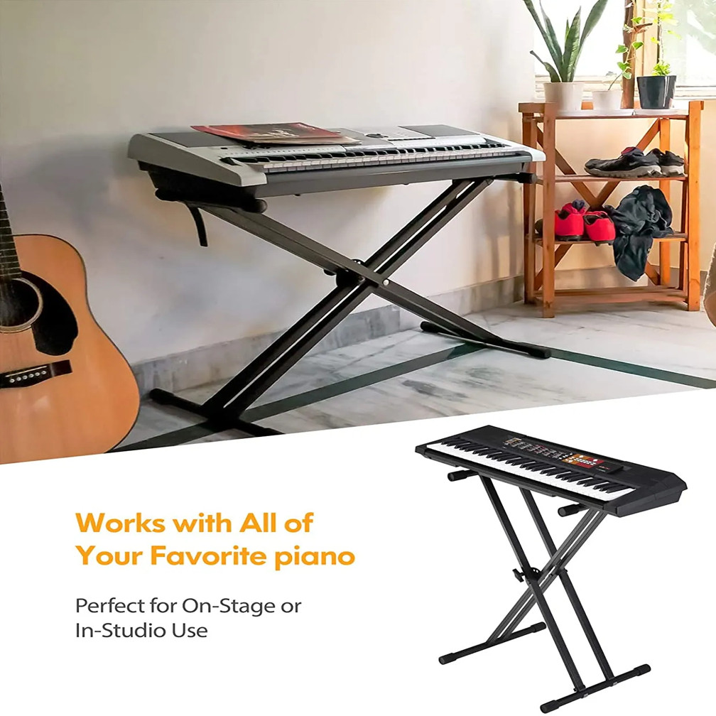 Keyboard Stands and Piano Stool Upgrade Heavy Duty Double-X Keyboard ...