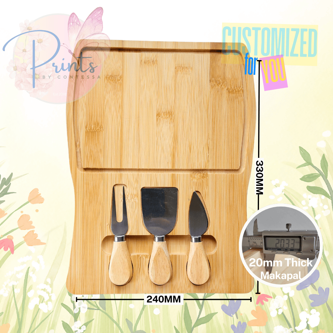Personalized Bamboo Wavy Charcuterie Cheese Board Giveaway Gift Set ...