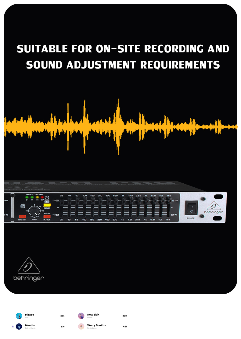 BEHRINGER FBQ1502HD Equalizer, Dual 15-Band Dual Channel Stereo Graphic ...
