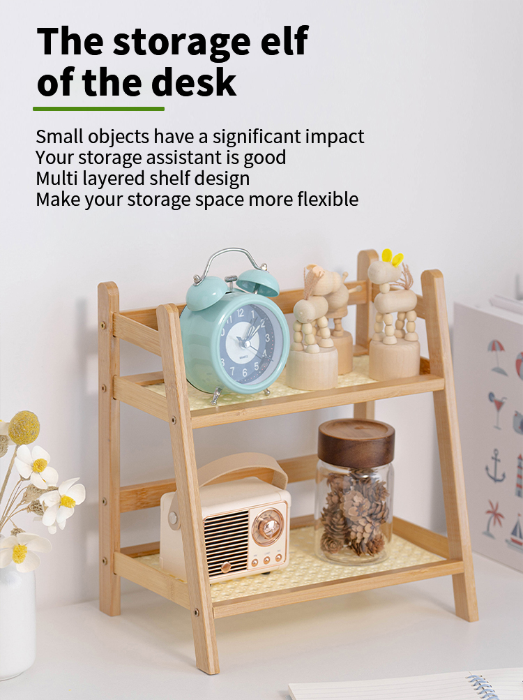 [On Hand] New Rattan Desktop Double-Layer Storage Rack Bedroom Storage ...