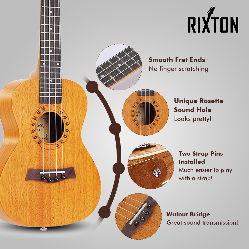 Rixton Ukulele 21/23 Inch Portable Musical Wooden Instrument Guitar ...