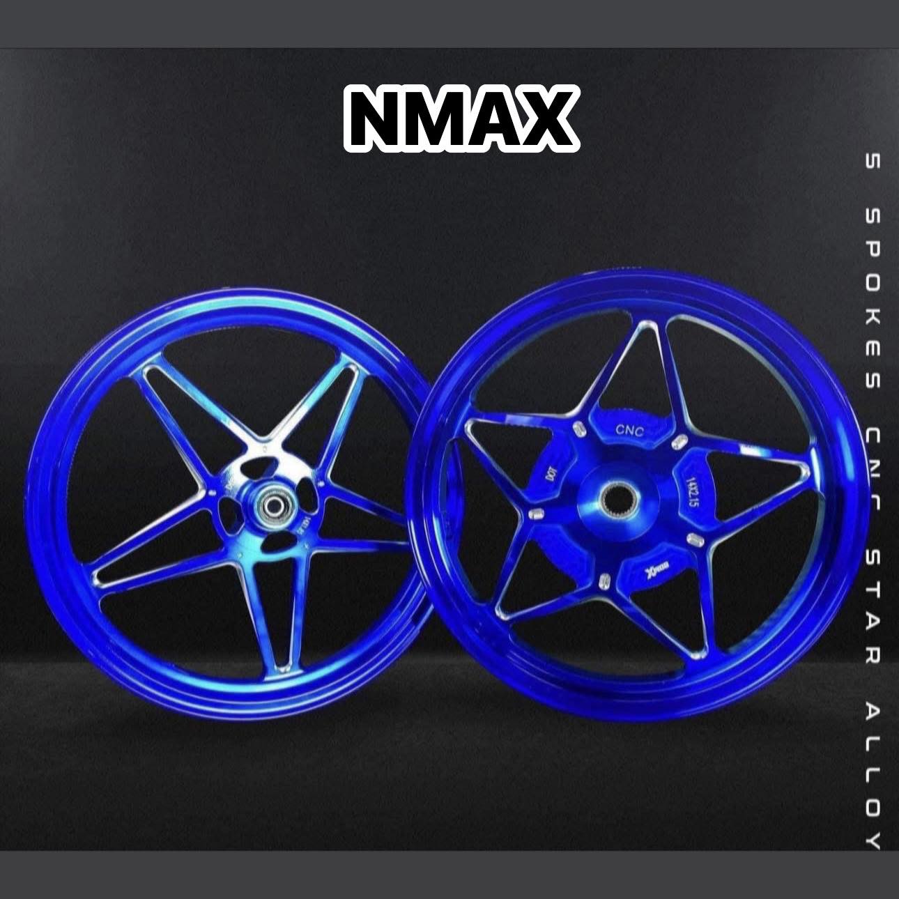 BOM X CNC STAR LYNX MAGS FOR YAMAHA NMAX SIZES FRONT 1.85-14 REAR 2.15 ...