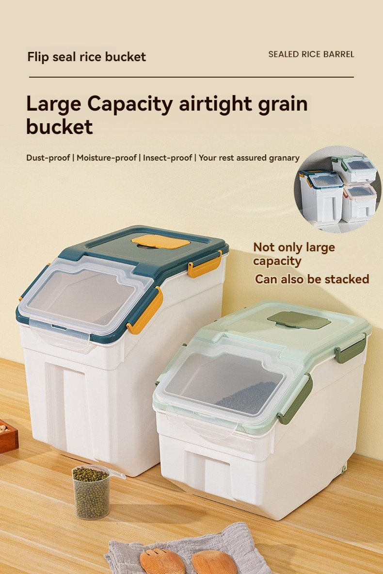 25kg Rice Bucket Rice Storage Container With Wheels Insectproof ...