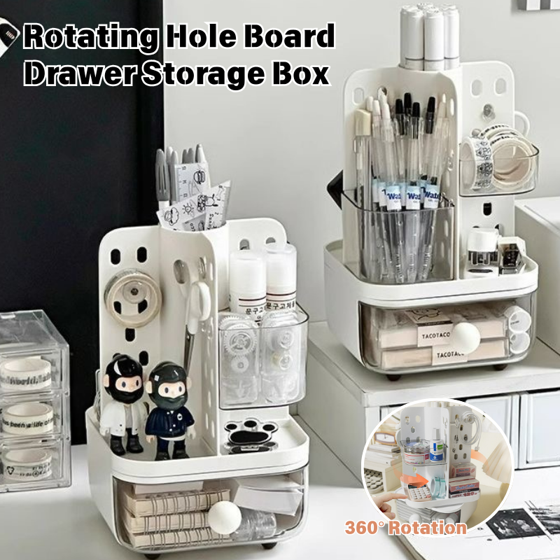 Multi Functional Rotating Hole Board Drawer Storage Box Organizer Space ...