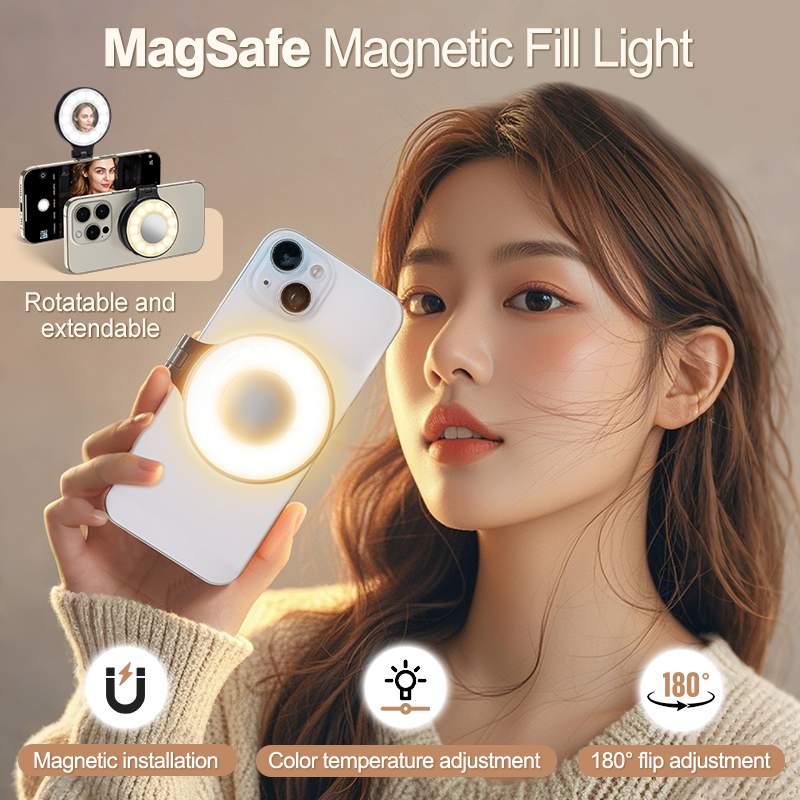 MagSafe Selfie LED Ring Light Magnetic Phone Fill Light Built-in ...
