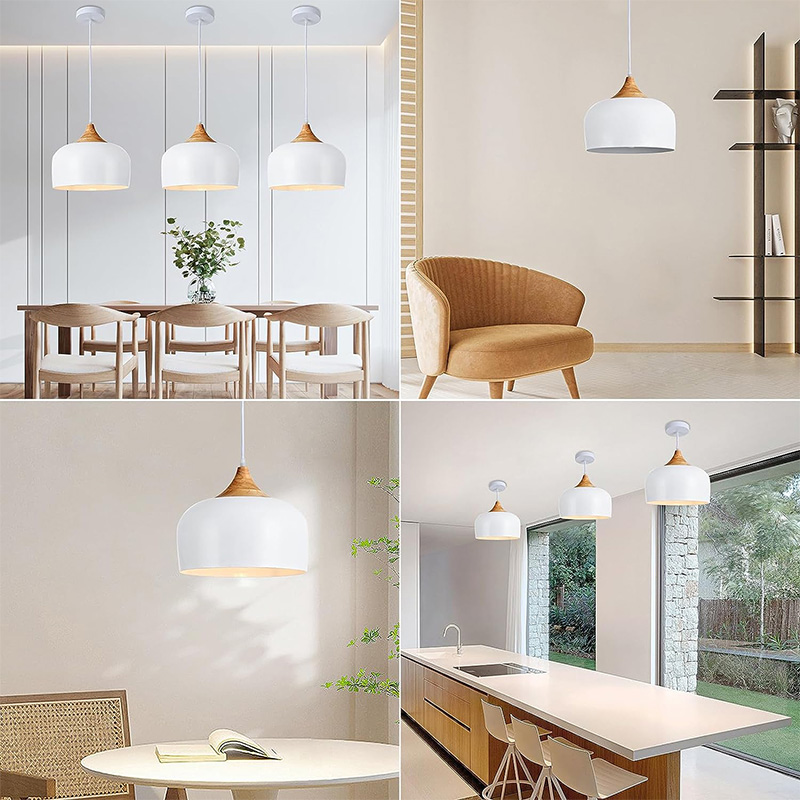 Drop Light Black Pendant Lights with Big Metal Dome Shade Hanging Light ...