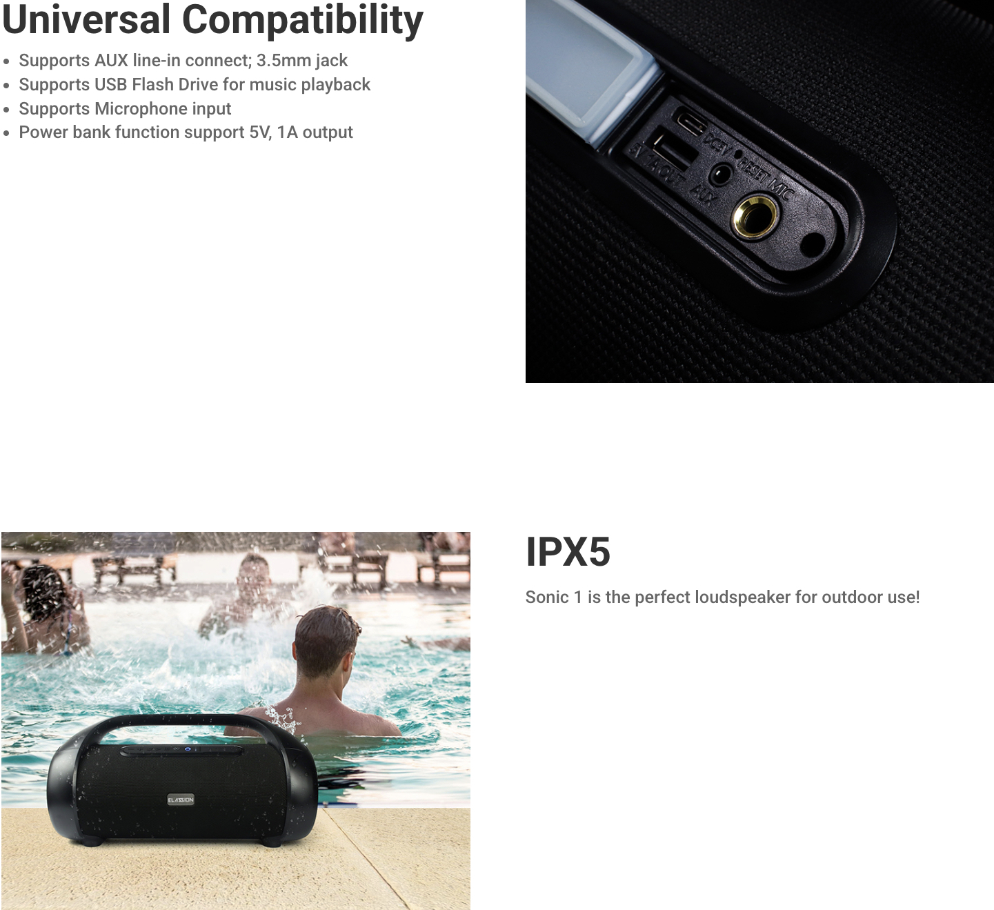 Elassion l Sonic 1 Portable 2.1 Channel Boombox Rechargeable Speaker ...