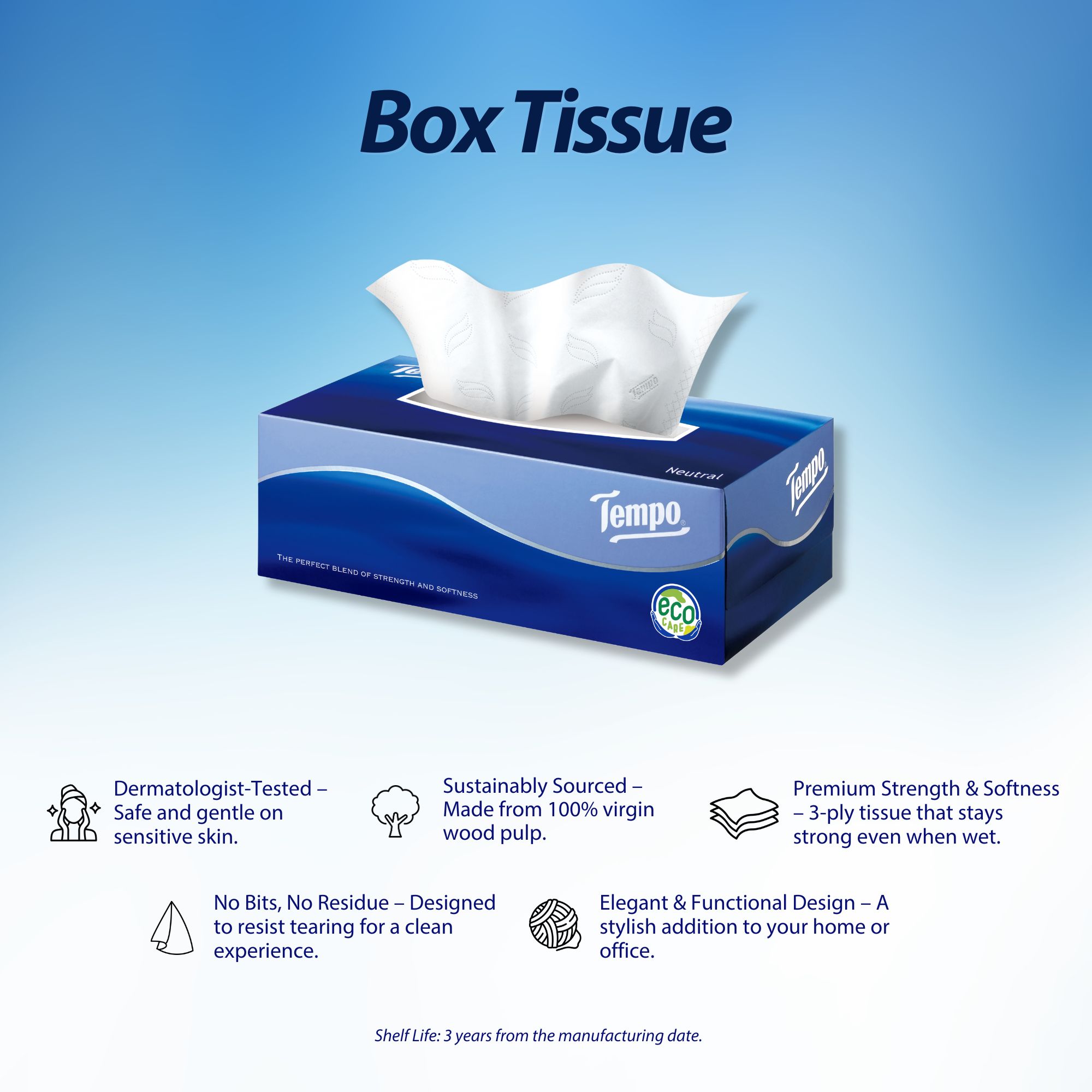 Tempo Box Applewood Scented Facial Tissue (3-Ply, 4 Boxes x 86 Sheets ...