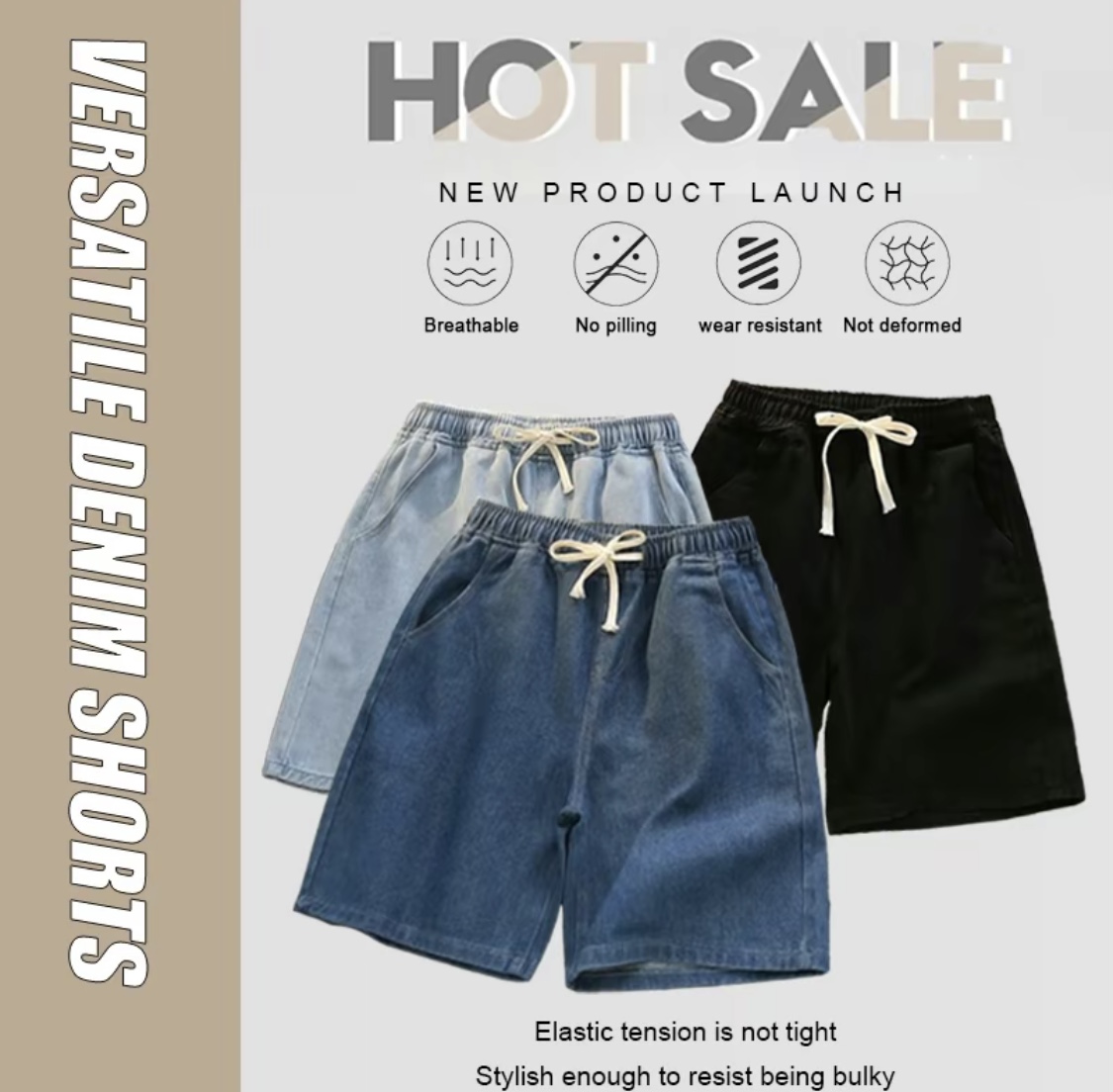 Jeans Shorts for Men Jorts for Men Korean Blue Denim Pants Straight Cut ...