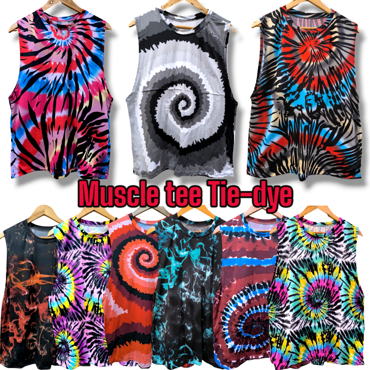 Bundle of 10pcs Muscle tee Tiedye for Men, Adult size Smooth and Comfy ...