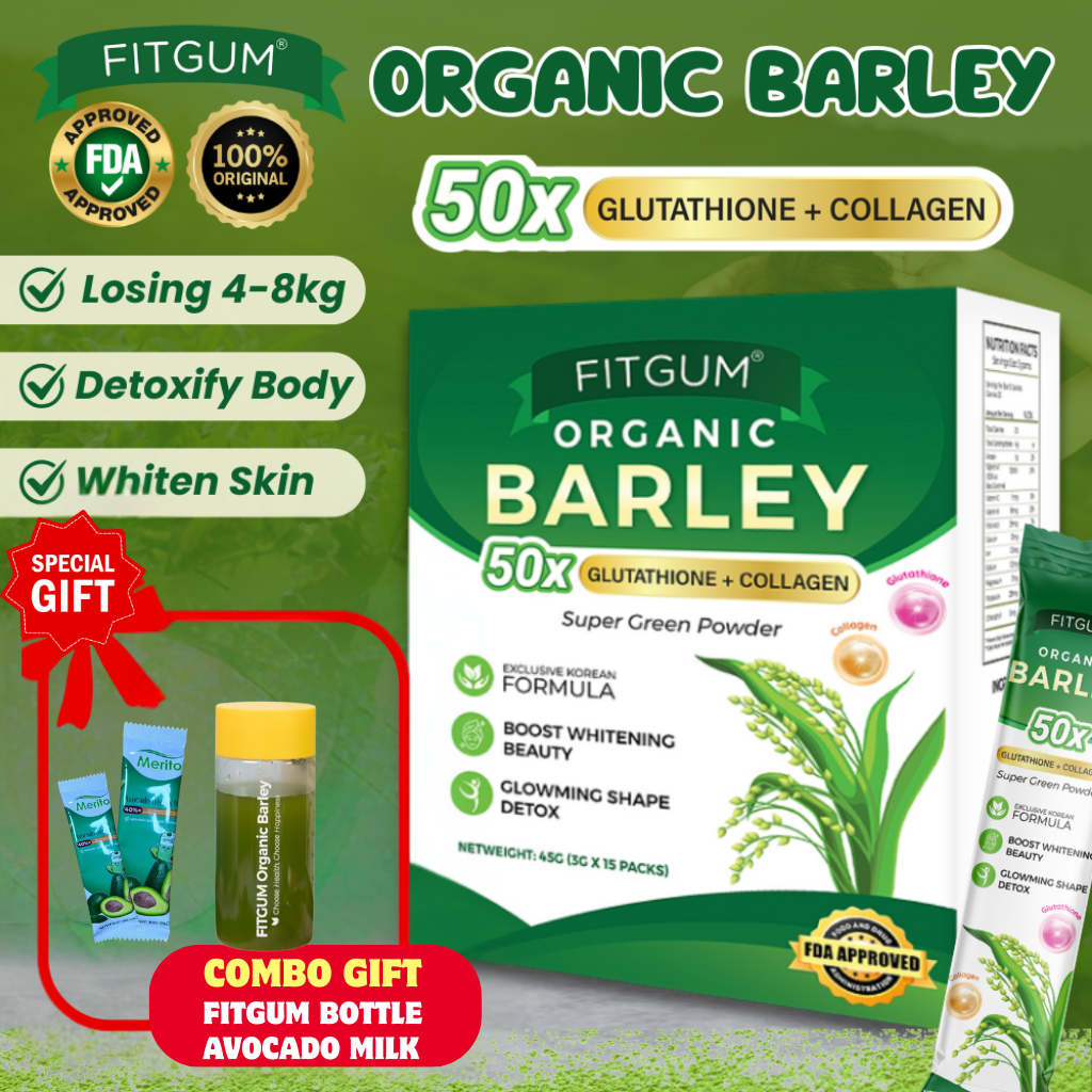 Fitgum Organic Barley Gluta Collagen Beauty Drink Slim Body Weight Loss ...
