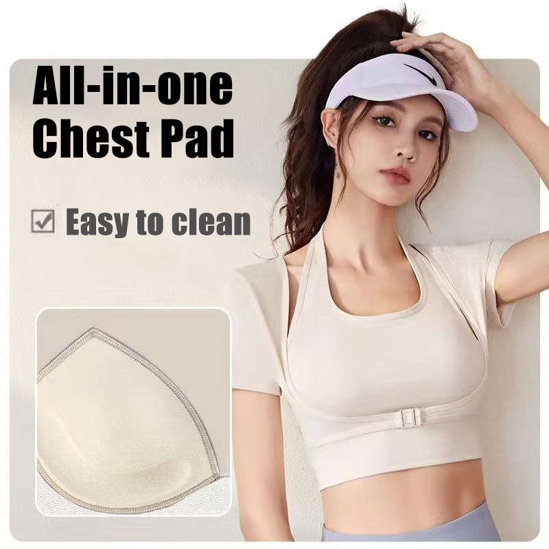 Women'S Yoga Sports Tops With Chest Pad Sports Short Sleeve Fitness ...