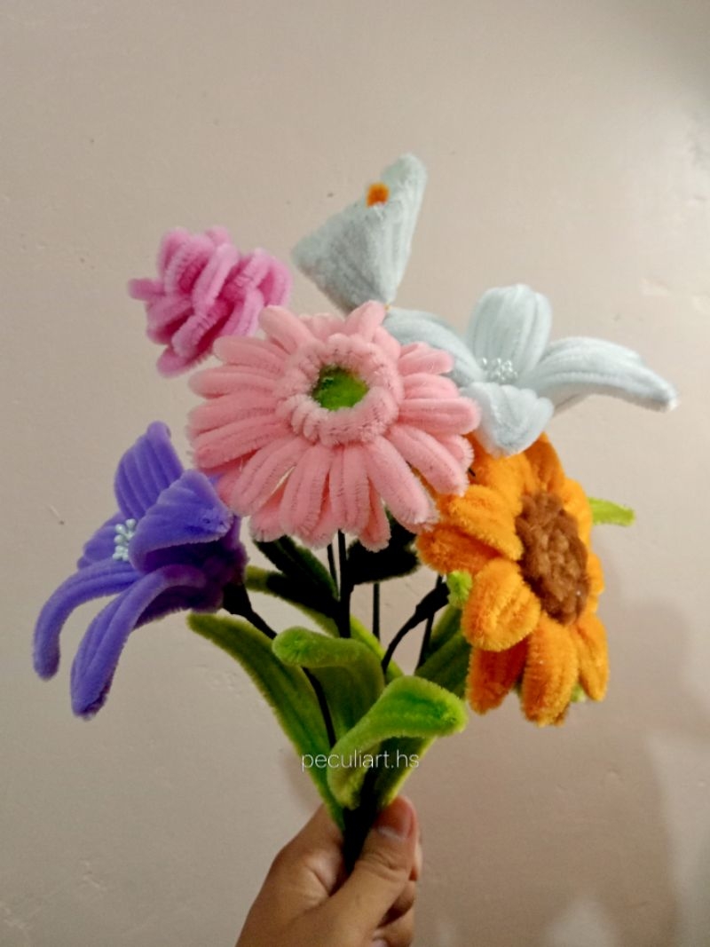 I17 Sunflower/Lily Flowers/Gerbera/Rose/Fuzzy Wire Flowers (Per Piece ...