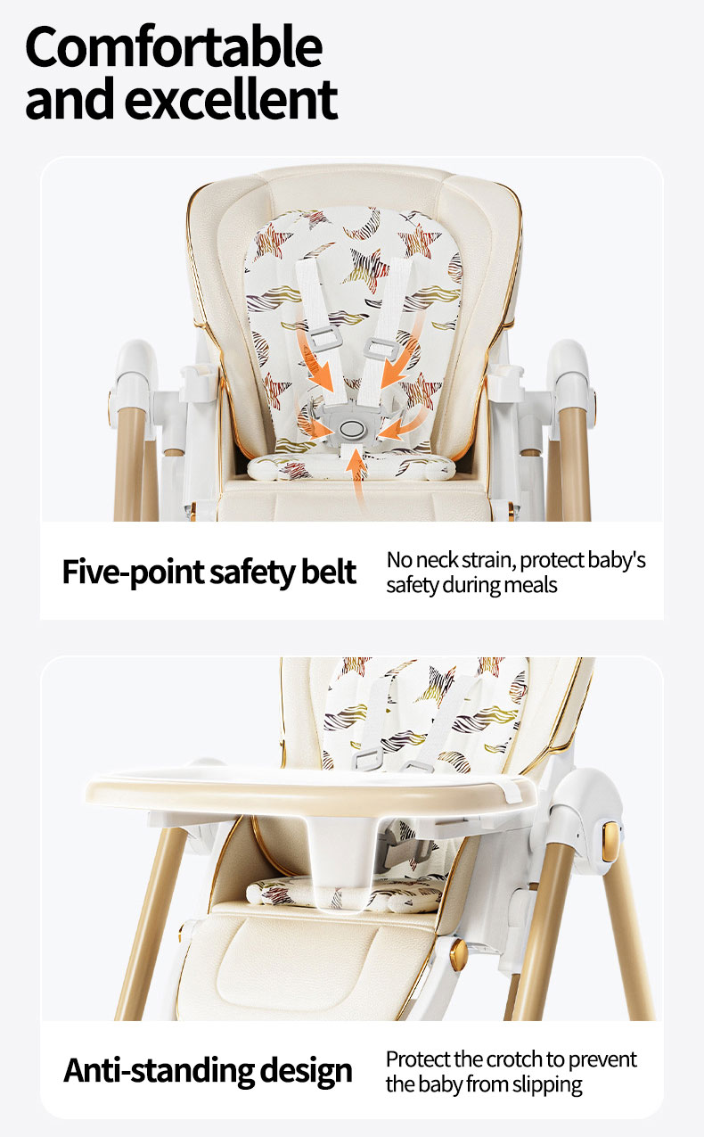 Foldable Baby High Chair Suitable For 0-6 Years Old Adjustable Height ...