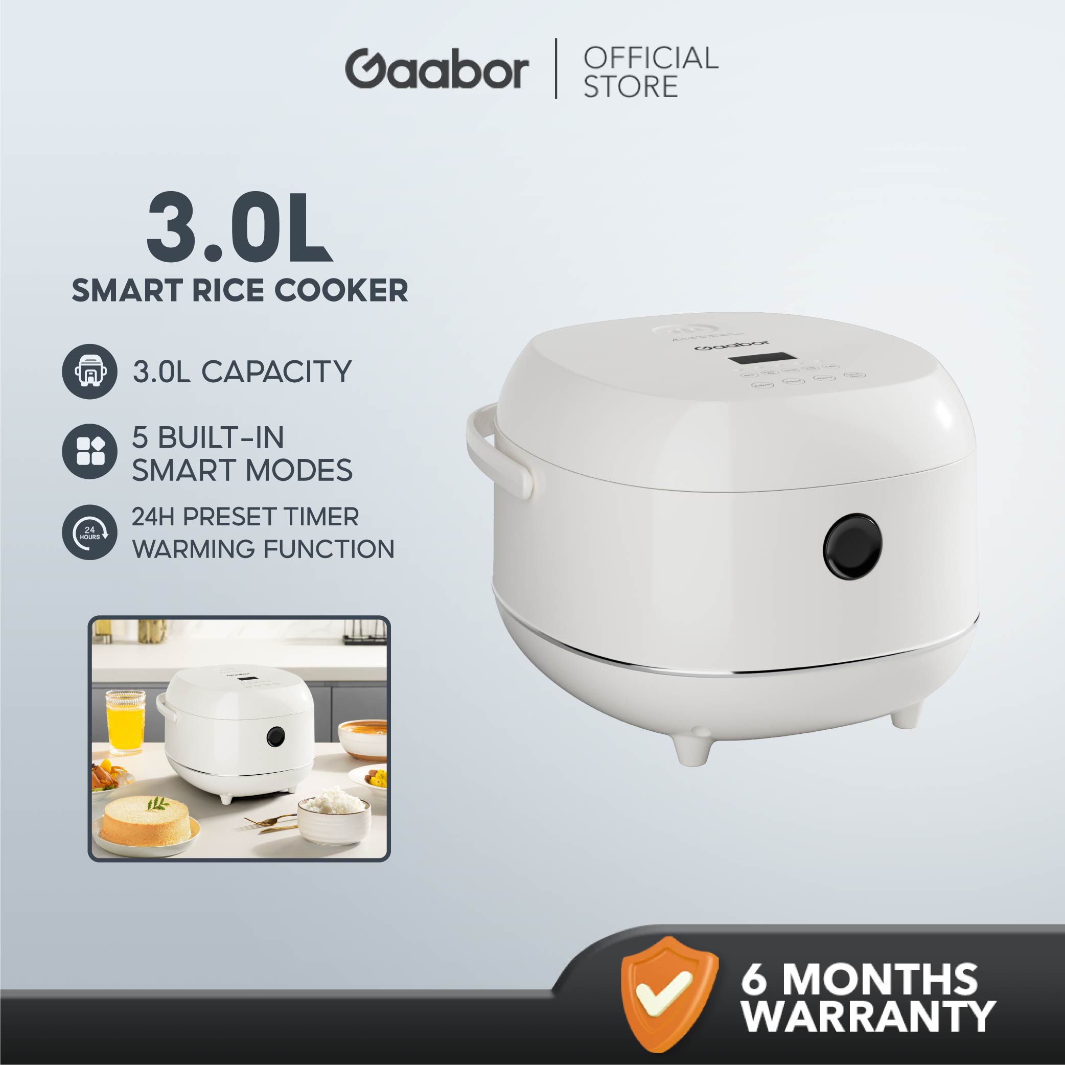 Gaabor 1.2L Multi Functional Rice Cooker Curve Non-Stick Po Computer ...