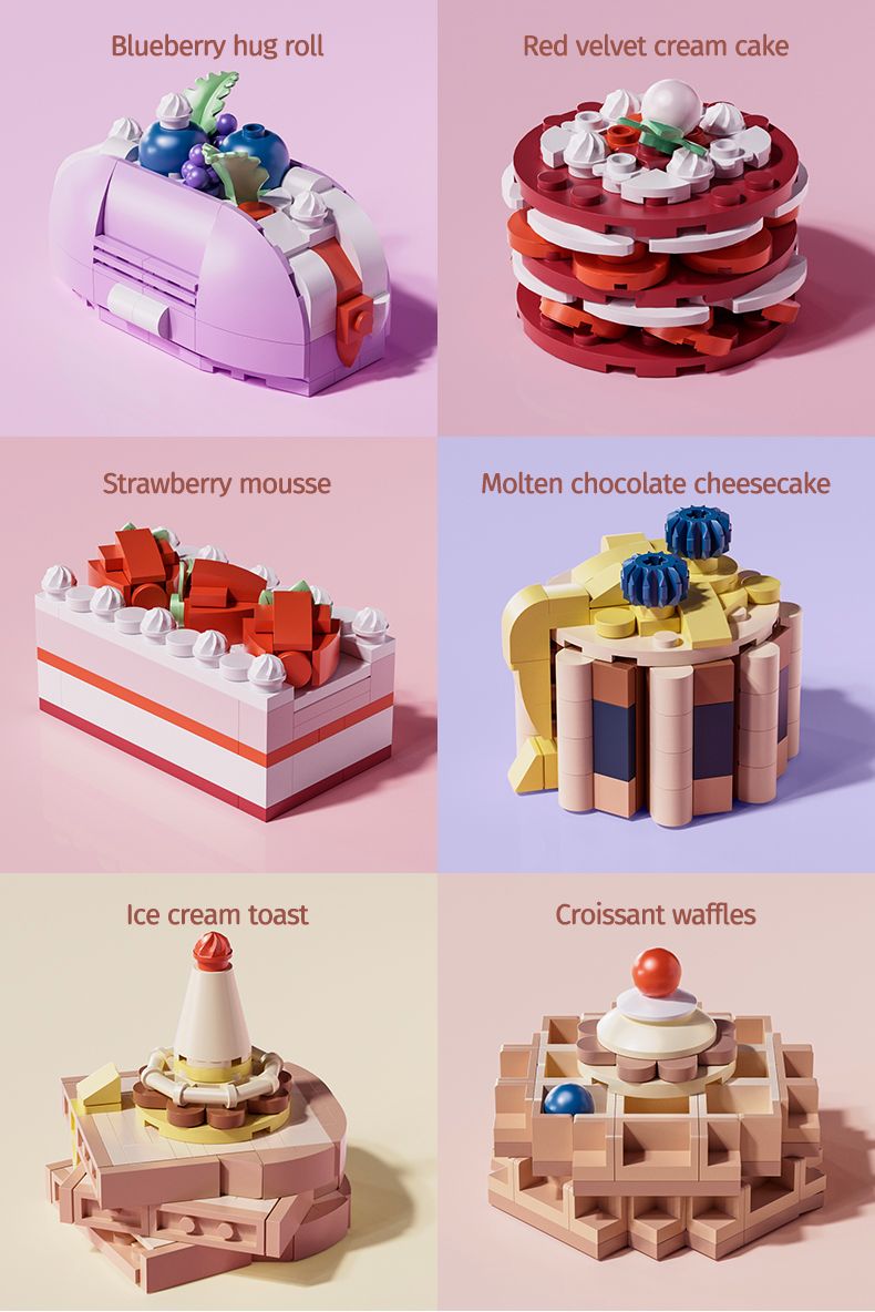 Delicious Dessert Building Blocks Sets, Food Dessert Building Block ...