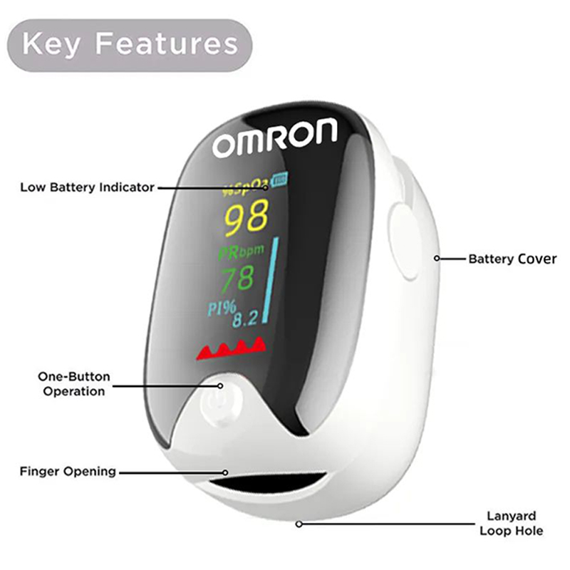 Omron Finger Pulse Oximeter Mini Portable Blood Oxygen & Heart Rate ...