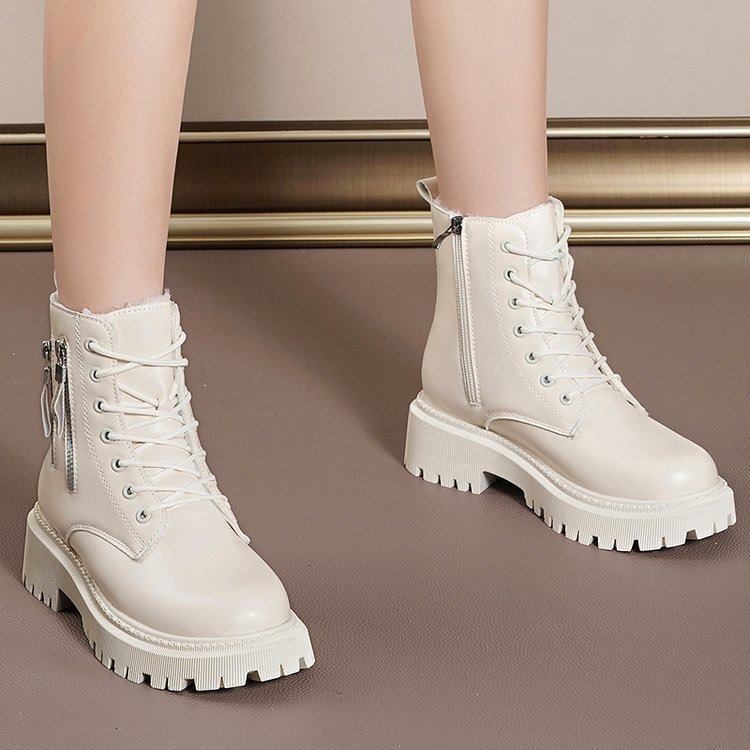 Size 35-40 Martin Boots Women's Thick Soled Lace Up Mid Top Boots Women ...