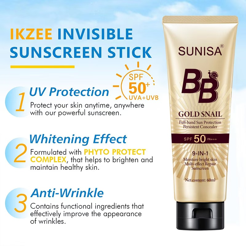 SUNISA Sunscreen Gold Snail SPF50+ Full-band Sun Protection Persistent ...