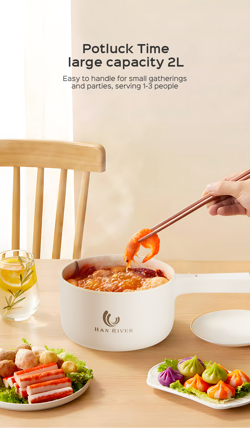 HAN RIVER Electric Cooker 2L With Steamer Home Travel Non-Stick ...