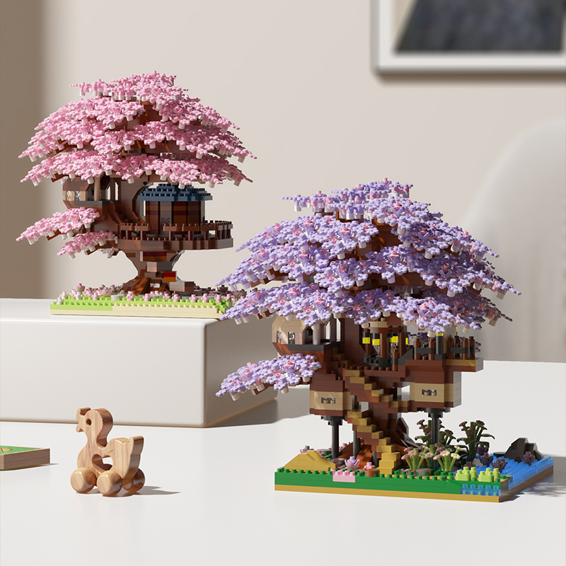 Sakura Tree House Bricks Set Small Particle Building Blocks Flowers ...