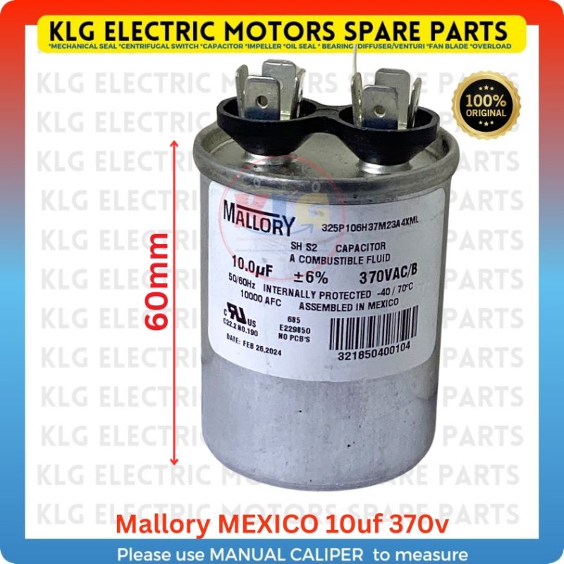 Mallory alum 10uf 370v water pumpoarts | Shopee Philippines
