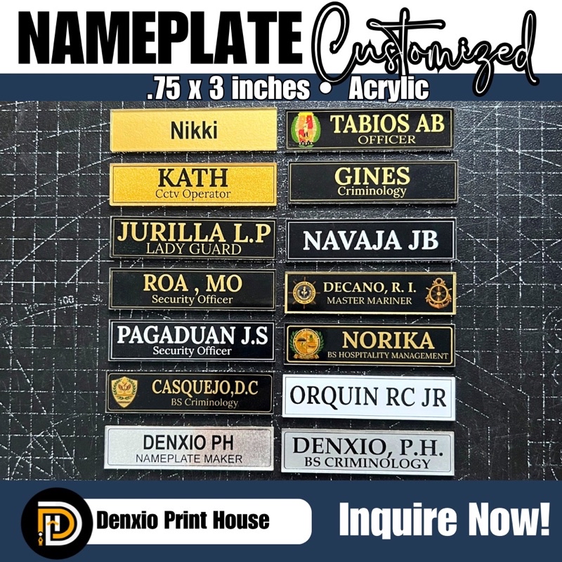 Customized Nameplate for Security Guard/ Criminology/ PNP/ Seaman ...