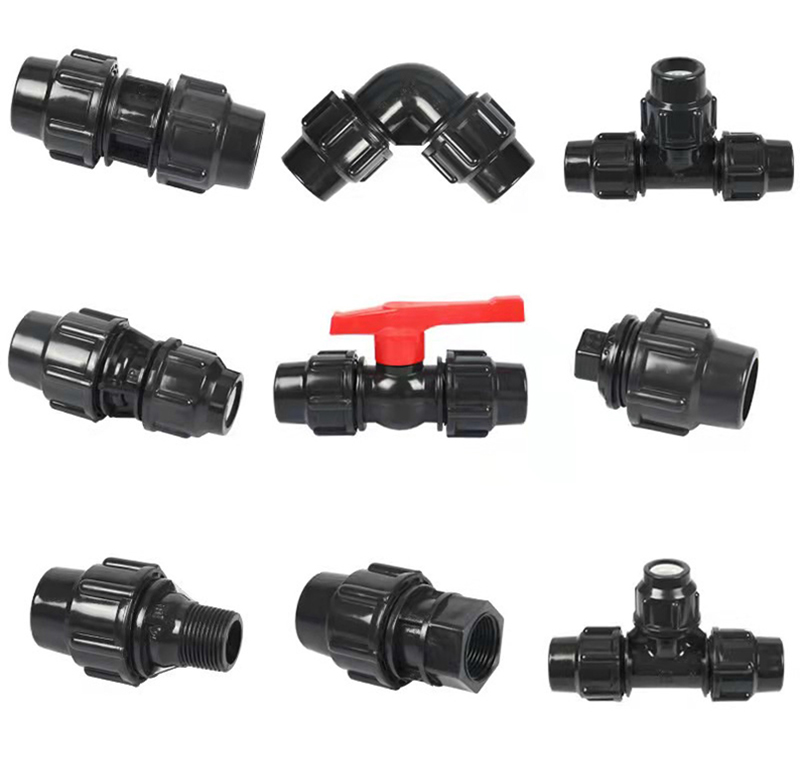 PER PCS 1/2" 3/4" 1" PE Compression Fittings for pe and pvc pipes elbow tee coupling adapter ...