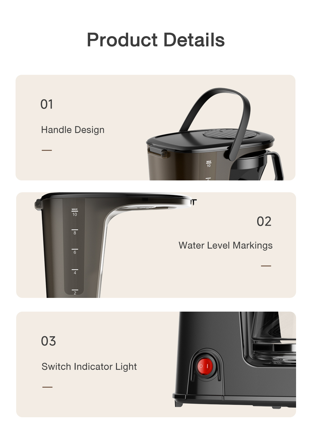 Simplus Coffee Maker 12-Cup Drip Multi-Function Coffee Machines ...