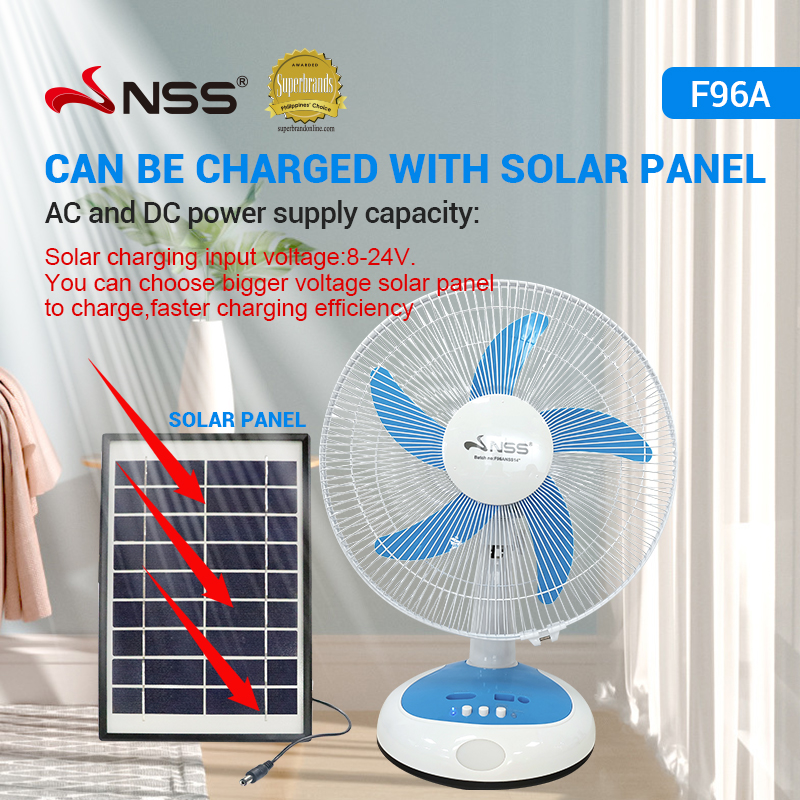 NSS Solar Electric Fan 14inch Rechargeable Stand Fan 9v 5w Solar Panel ...