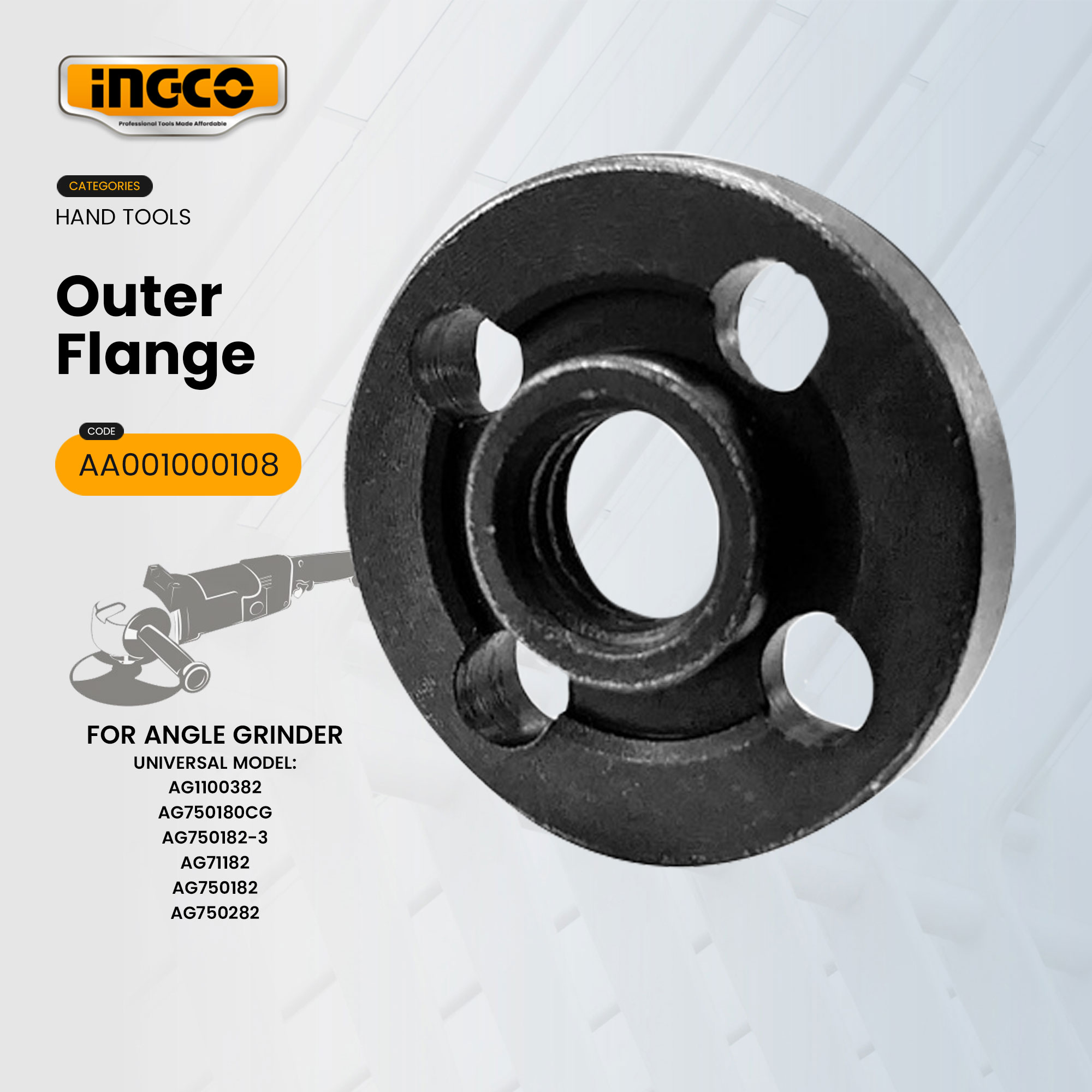 Ingco Universal Angle Grinder Inner / Outer Flange Disc Lock Nut ...