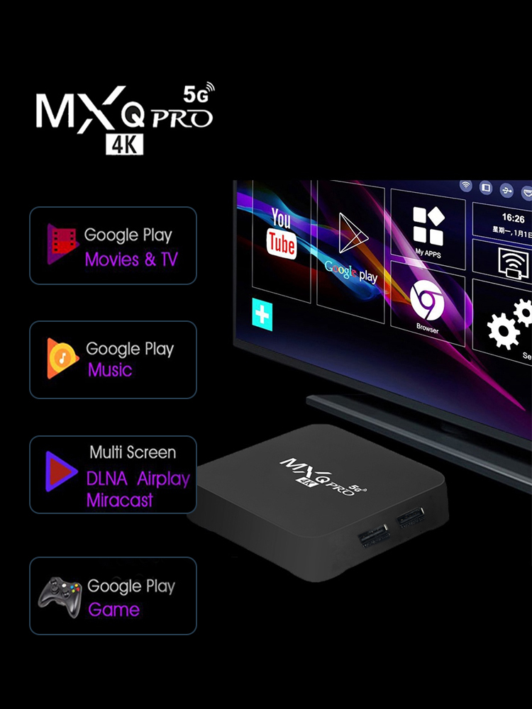ICON MXQ Pro 4K HD Android Smart TV Box 32+512GB 2.4G/5G WiFi USB ...