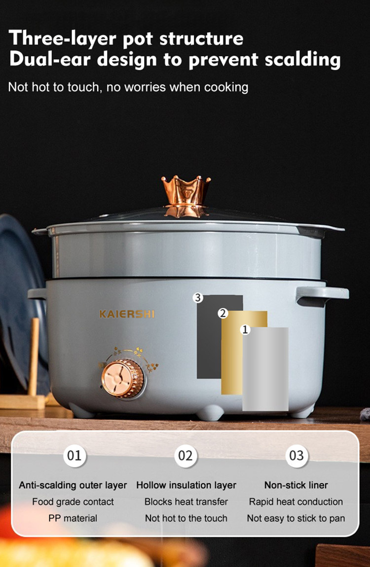 5L Multi Electric Cooker 1000W Big Capacity 3Gear Electric Cooking Pot ...