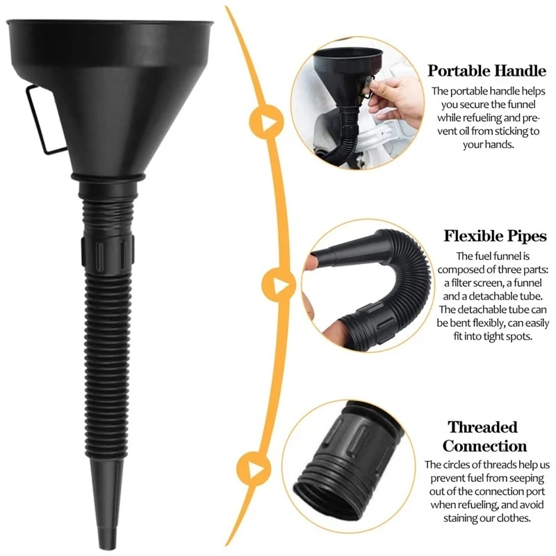 Universal Car Refueling Funnel with Strainer Bendable Oil Fuel Filter ...