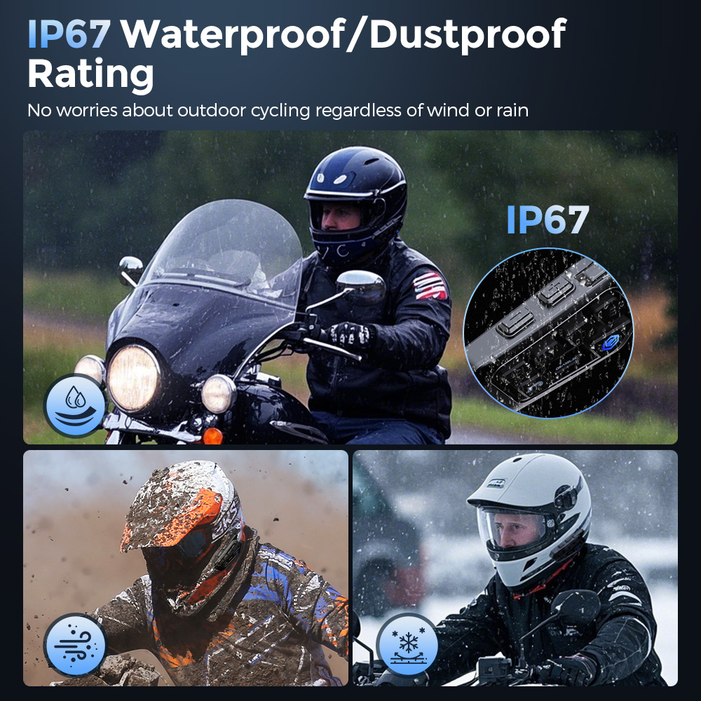 GEARELEC H6 Motorcycle Helmet Intercom Headset 1000m Range 6 Riders ...