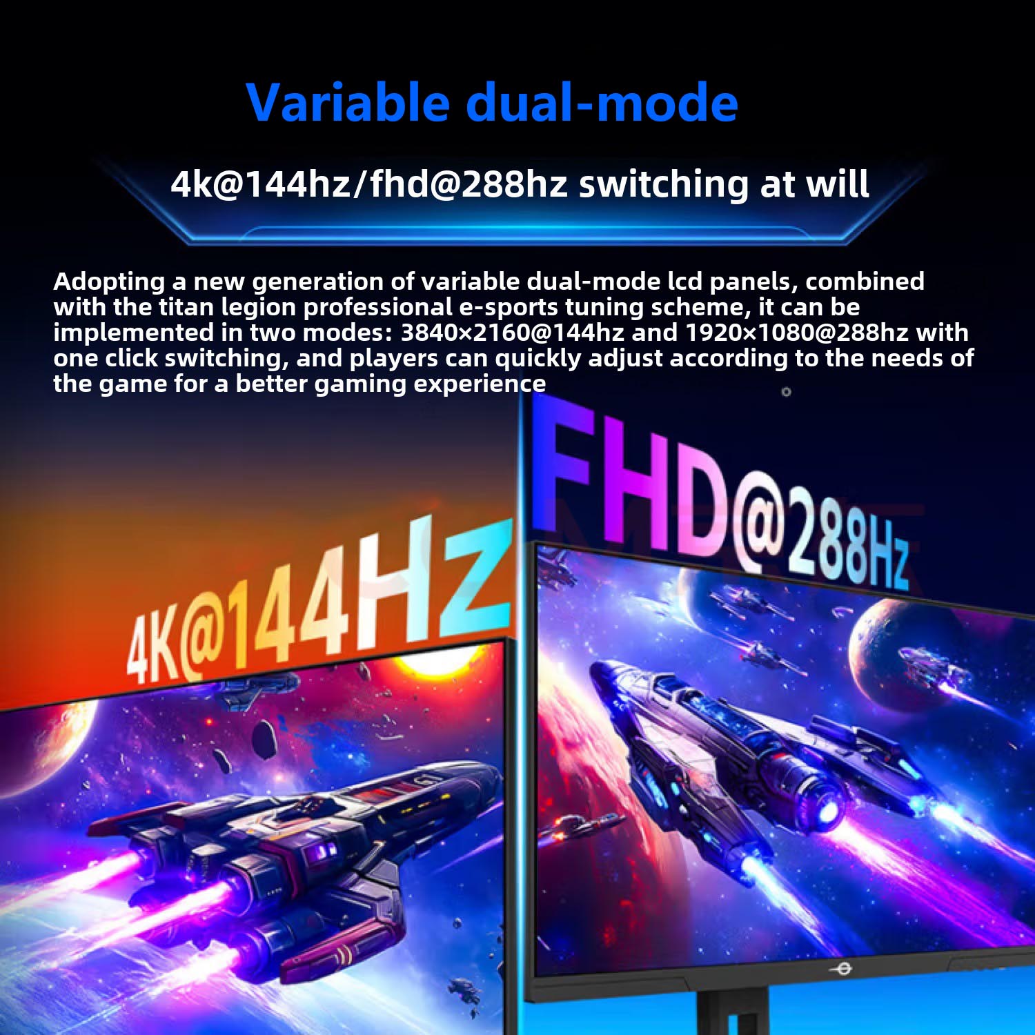 TITAN ARMY P2711V 27" IPS Gaming Monitor HDR400 4K+144Hz/FHD+288Hz 1ms 3840x2160 Dual Mode ...