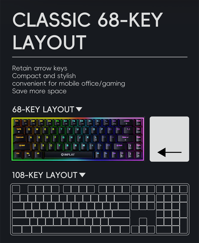 Inplay NK688 Wired Mechanical Keyboard RGB Blue Switche Gaming ...