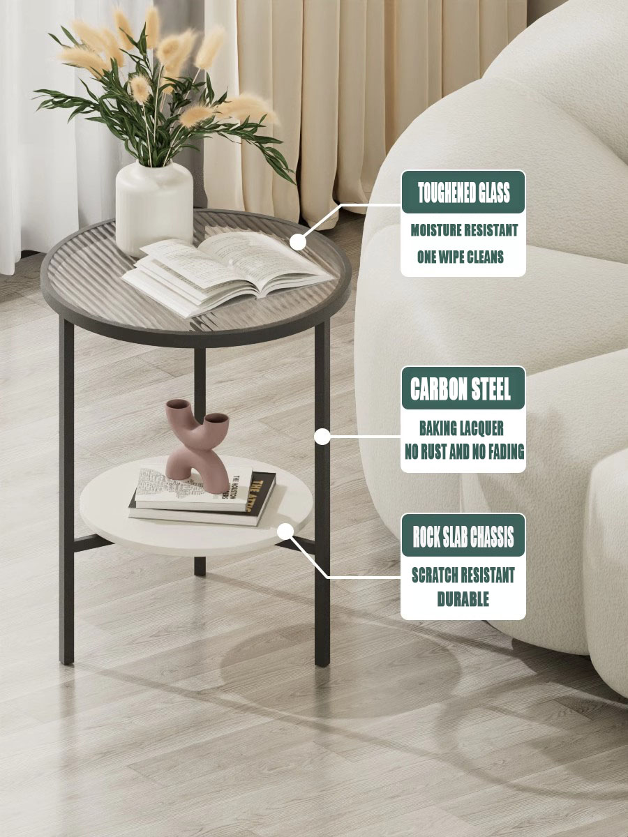 Living room sofa side table duplex side table tempered glass coffee ...