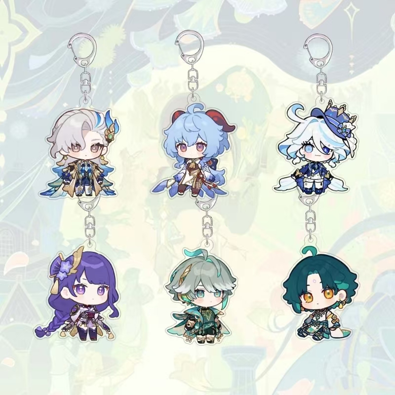 Genshin Impact Q Acrylic Keychain | Paimon/Zhongli Anime Charm for Bags ...