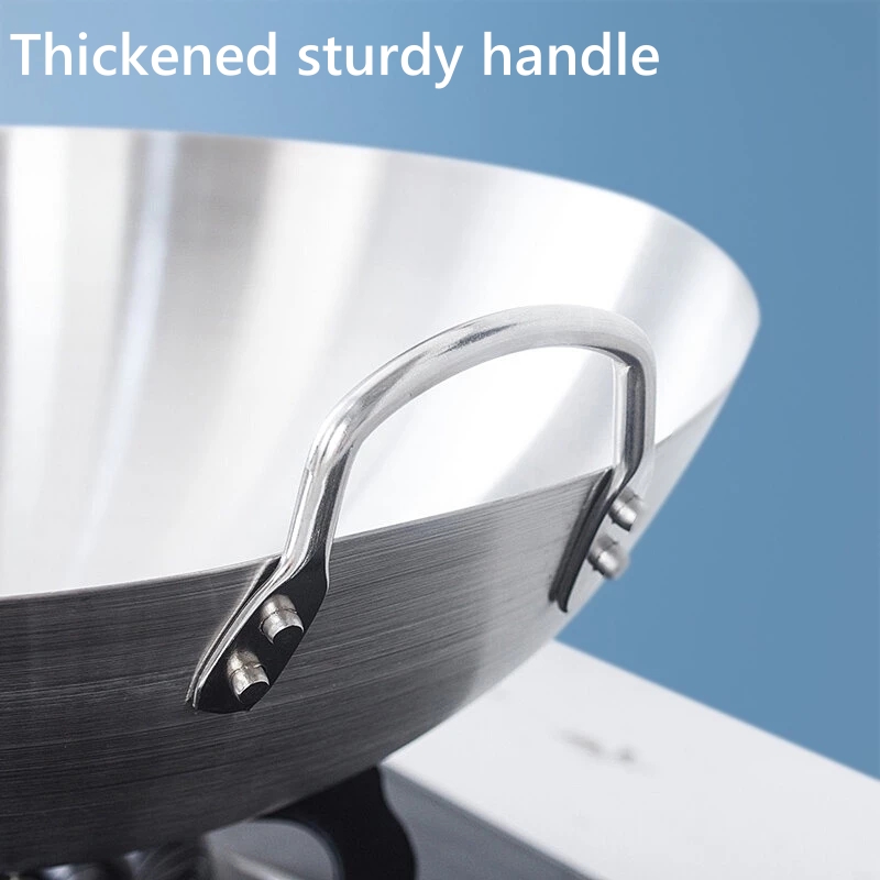 Nipiin【Big Size】38/43/50cm Stainless Steel Wok Raging Fire Stove Frying ...
