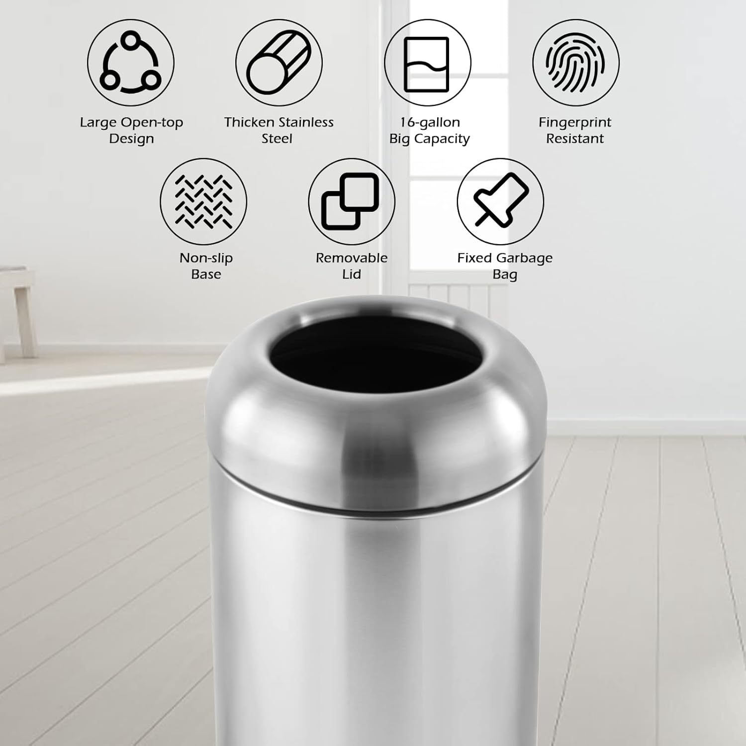 Stainless Open Wide Trash Bin 65L | Shopee Philippines
