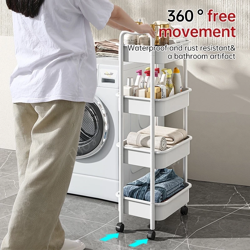3/4/5 Layer Trolley Cart Organizer Moving Rack Storage Shelf Rolling ...