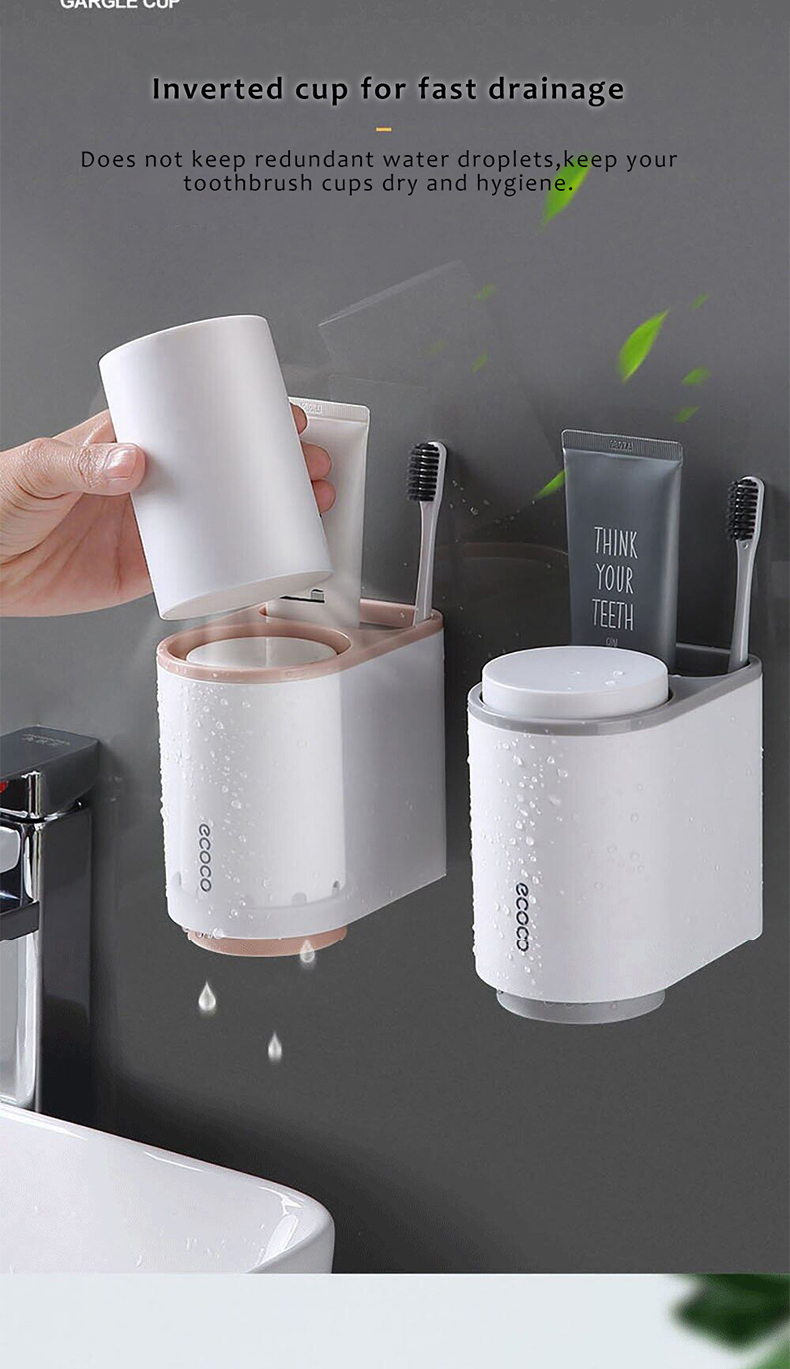 Ecoco Toothpaste Dispenser and Toothbrush Holder with Magnetic Cup Set ...