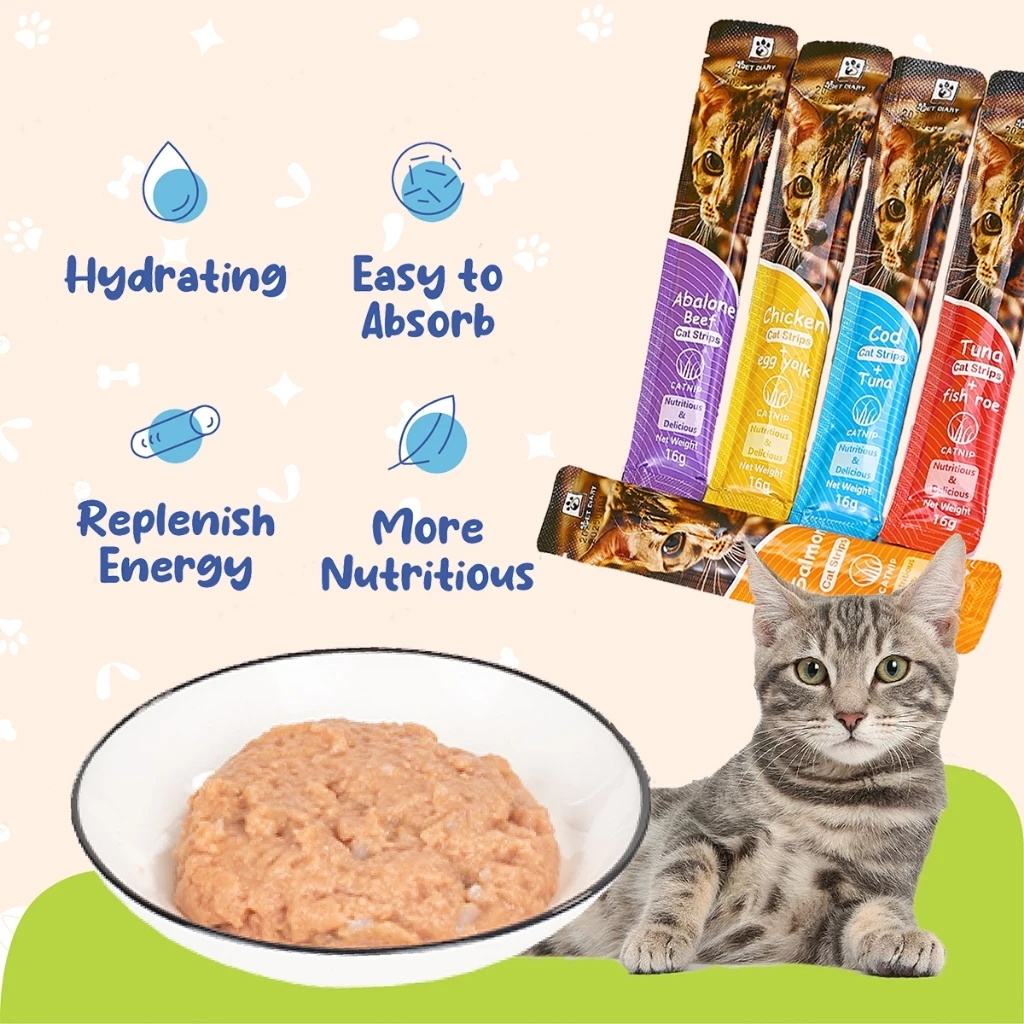 Cat Treats 100pcs Value Pack 16g Wet Cat Strips Soft Kitten Snack Tasty ...