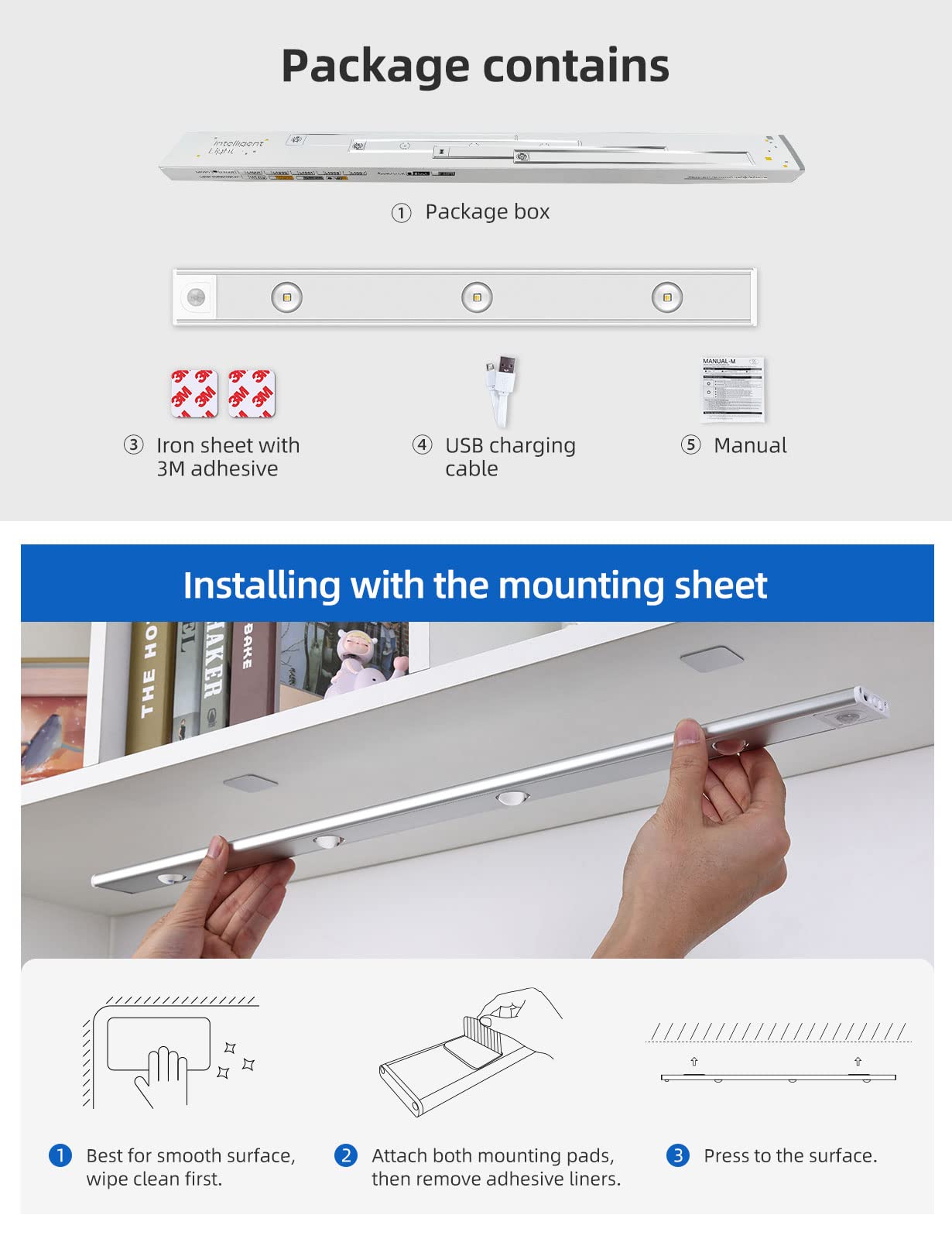 Luxy 60CM Motion Sensor Led Light for Bedroom 3 Colors Magnetic ...