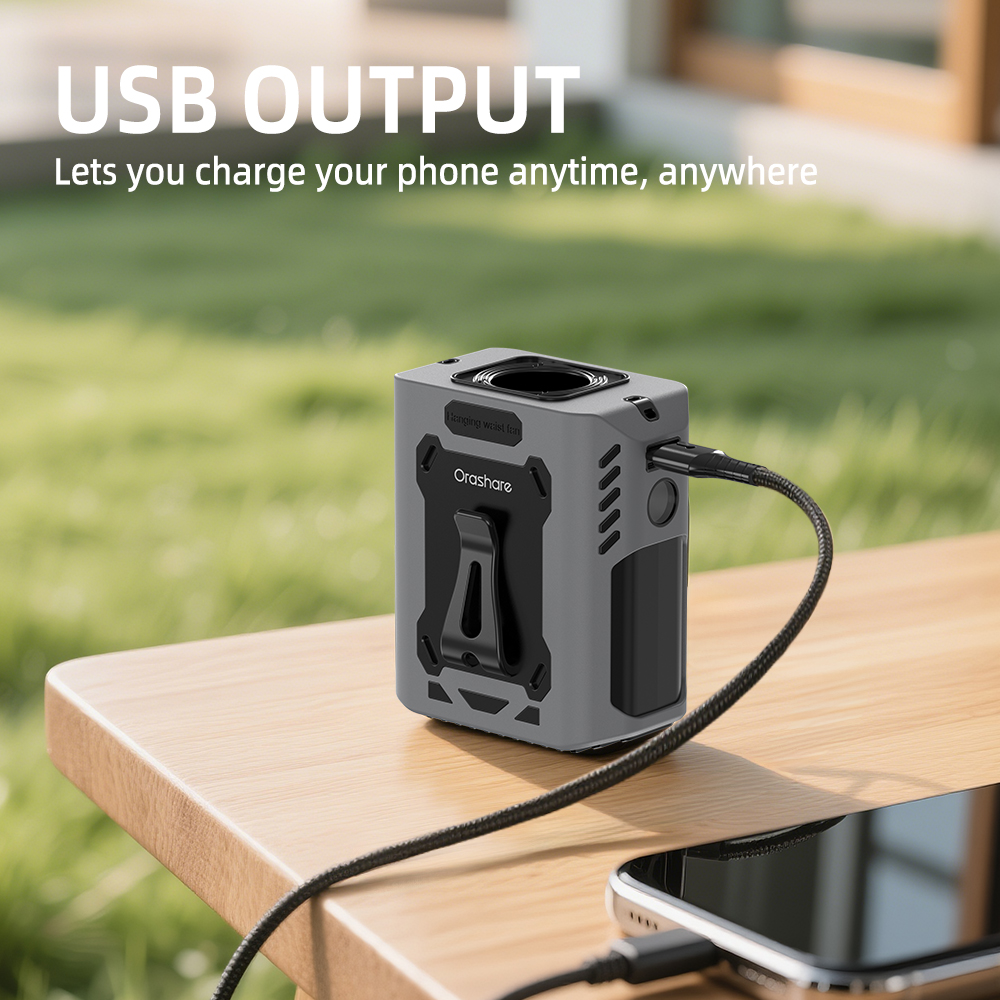 Orashare WF06 Portable Waist Fan 5-Speed Wind 6000mAh Rechargeable Fan with LED Light ...