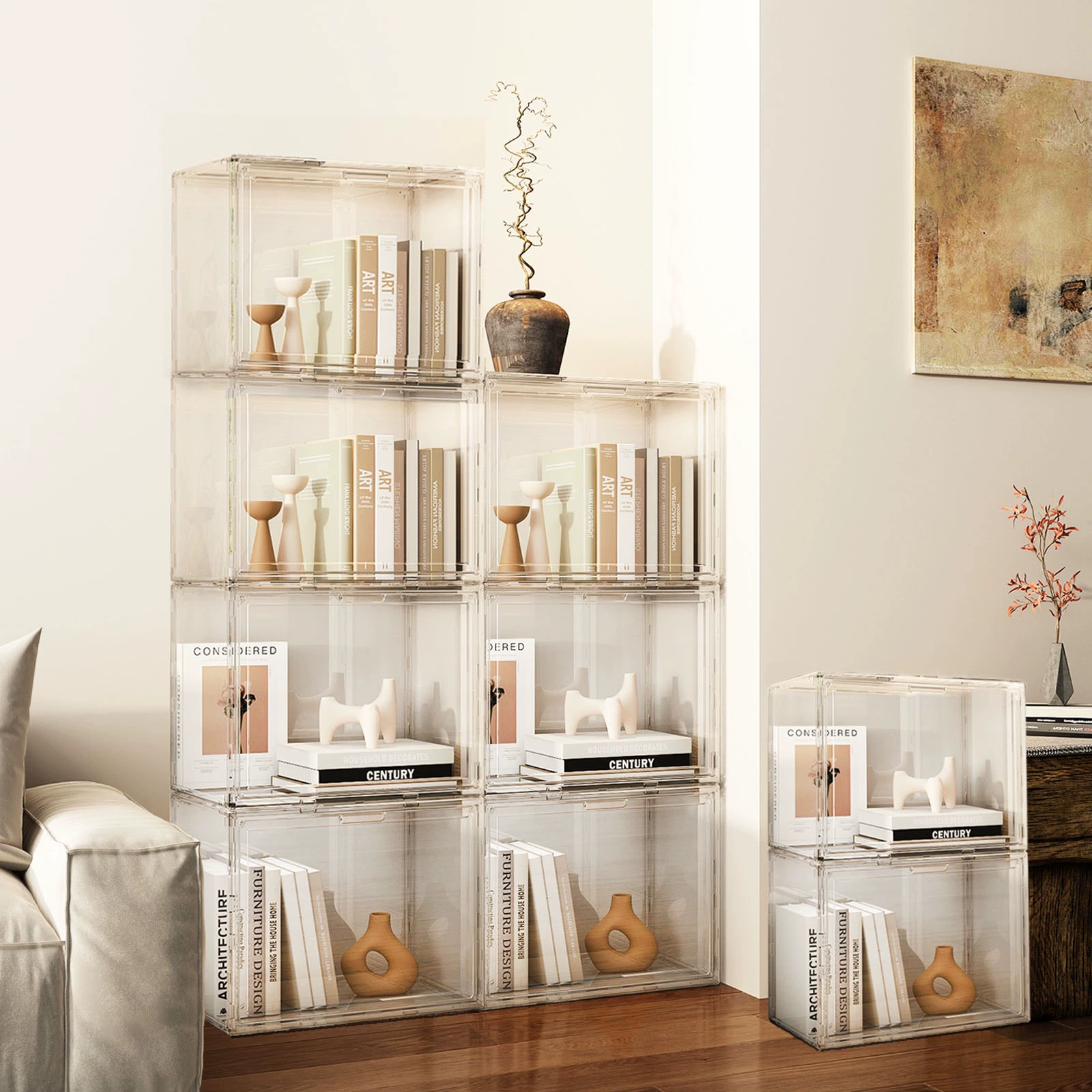 ALICE Transparent Acrylic Book Storage Box Large Capacity Dust-Proof ...