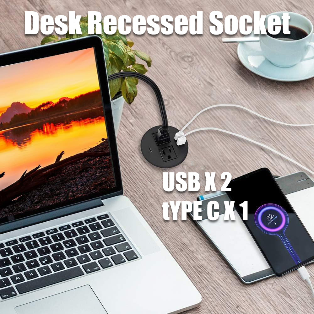 Hidden Socket Embedded Desk Power Grommet Extension Cord With USB 1 ...