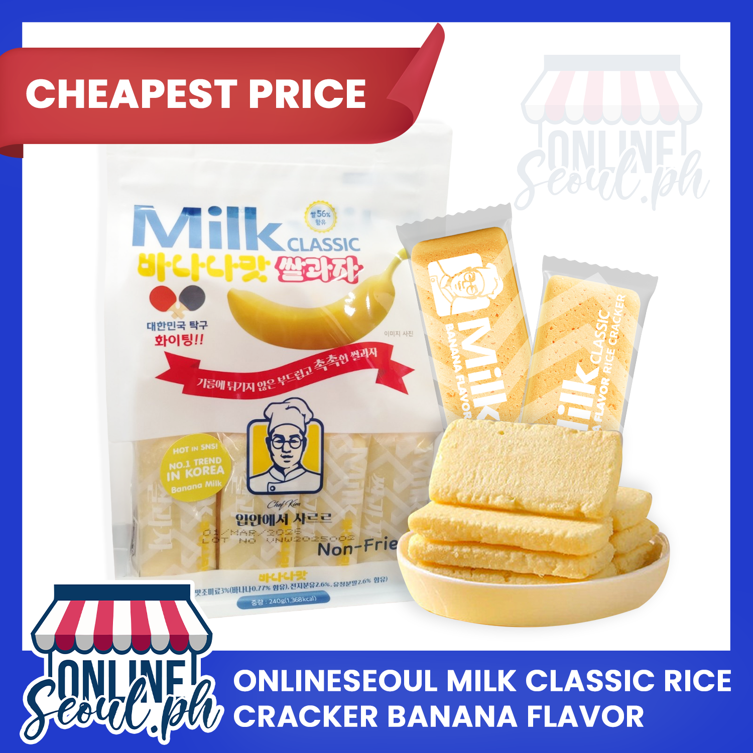 Chef Kim Milk Classic Rice Cracker Non-Fried - Original (Milk) (Cheese ...